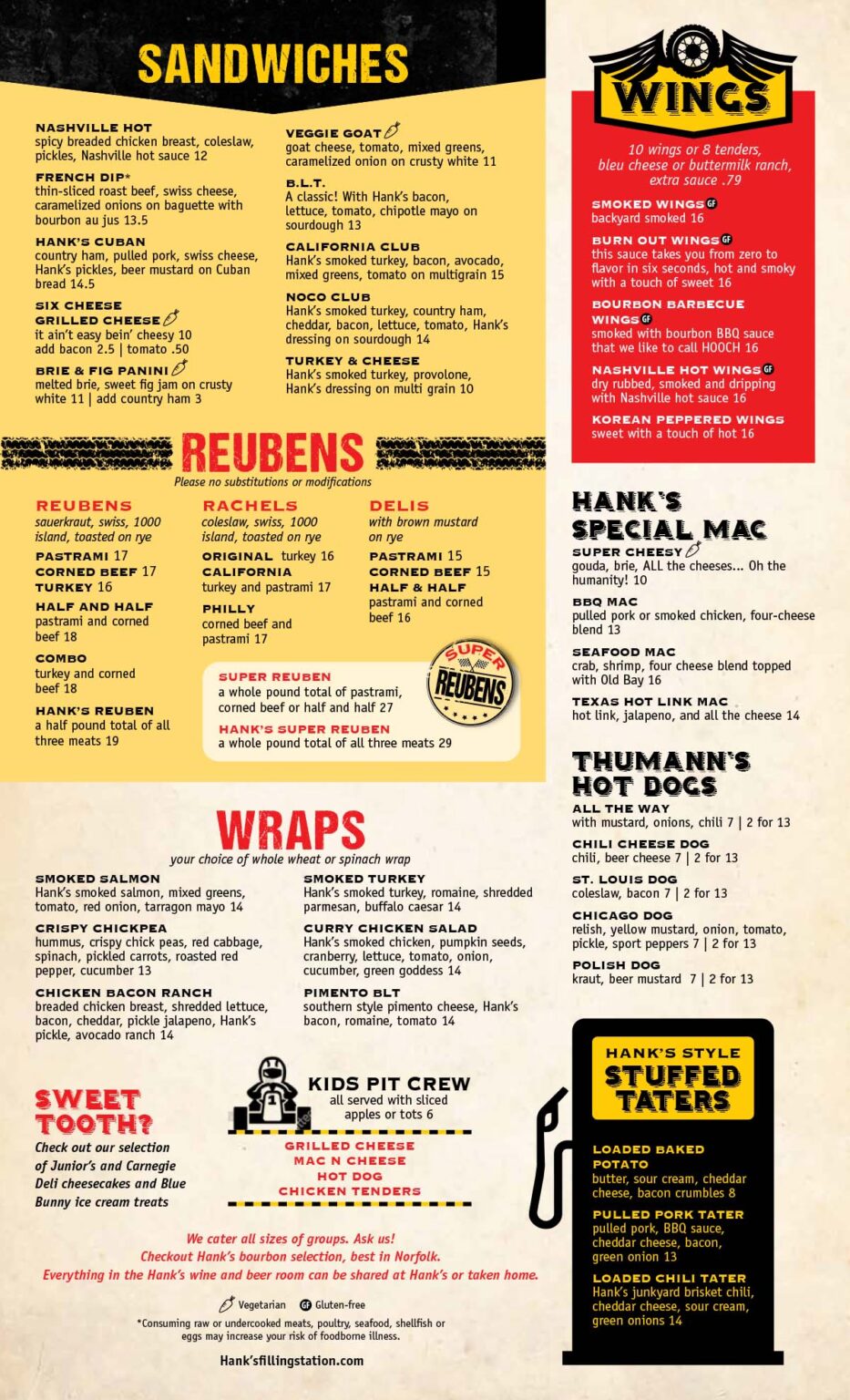 Best BBQ in Norfolk Menu | Hank's Filling Station