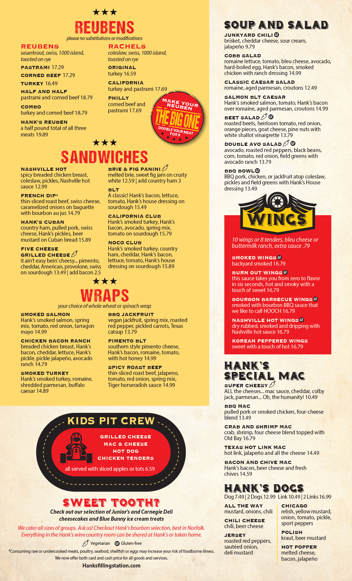 Best BBQ in Norfolk Menu | Hank's Filling Station